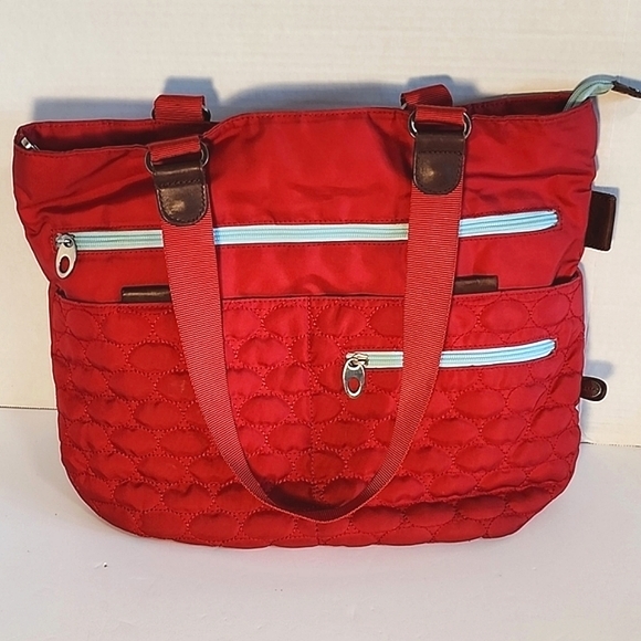 Mosey | Bags | Mosey By Baggallini Light Red Tote Bag With Quilted ...
